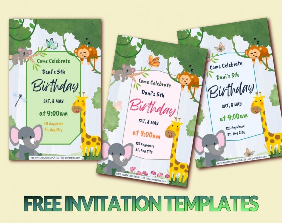 Free Jungle-Themed Birthday Invitation Templates – Perfect for Kids ...