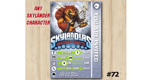 Wolfgang Skylanders Card Birthday Invitation, Skylanders Invitation Template