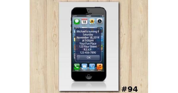 iPhone Birthday Invitation, smartphone Invitation Template
