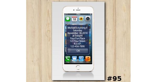 White iPhone Birthday Invitation, iPhone Invitation Template