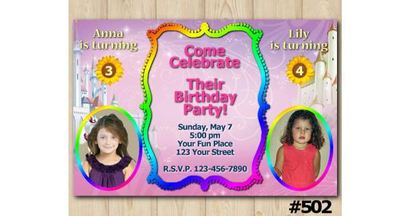 Twin Birthday Invitation, Joint Twin Invitation Template
