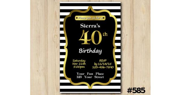 Adult Stripe Birthday Invitation, Adult Invitation Template
