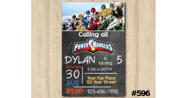 Power Rangers Birthday Personalized Invitation, Power Rangers ...