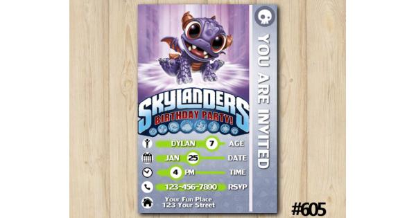 Spry Skylanders Card Birthday Invitation, Skylanders Invitation Template