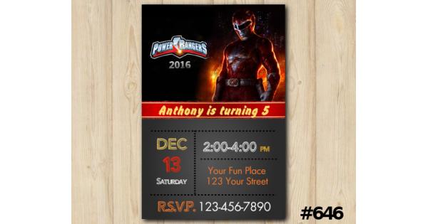 Power Rangers Birthday Invitation, Power Rangers Invitation Template
