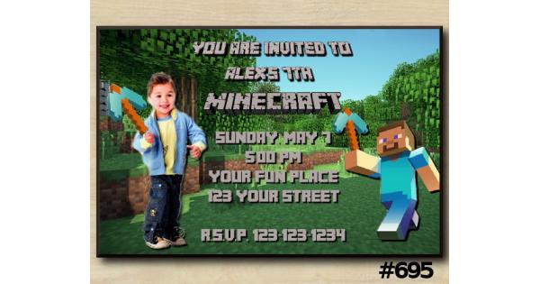 Minecraft invitation template with Photo