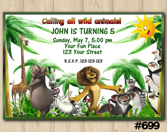 Madagascar Birthday Invitation Template