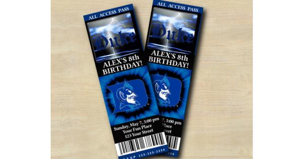Duke Blue Devils Ticket invitation template