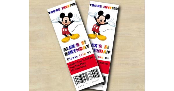 Mickey Ticket invitation template