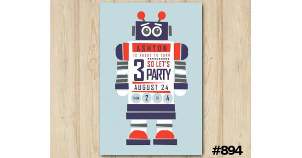 Robot Birthday invitation - DIY Printables