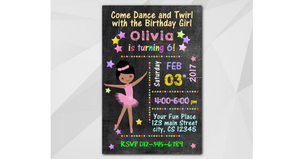 Printable Ballet Birthday Invitation, Dance Invitation Template DIY