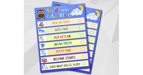 Bedtime Routine Checklist, Kid Chore Chart, Planner List DIY printables