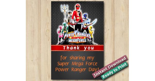Power Ranger Thank You - DIY Printables